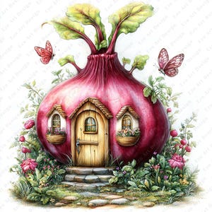Vegetable Fairy House Clipart, 12 JPG, Digital Download, Printable Cute ...