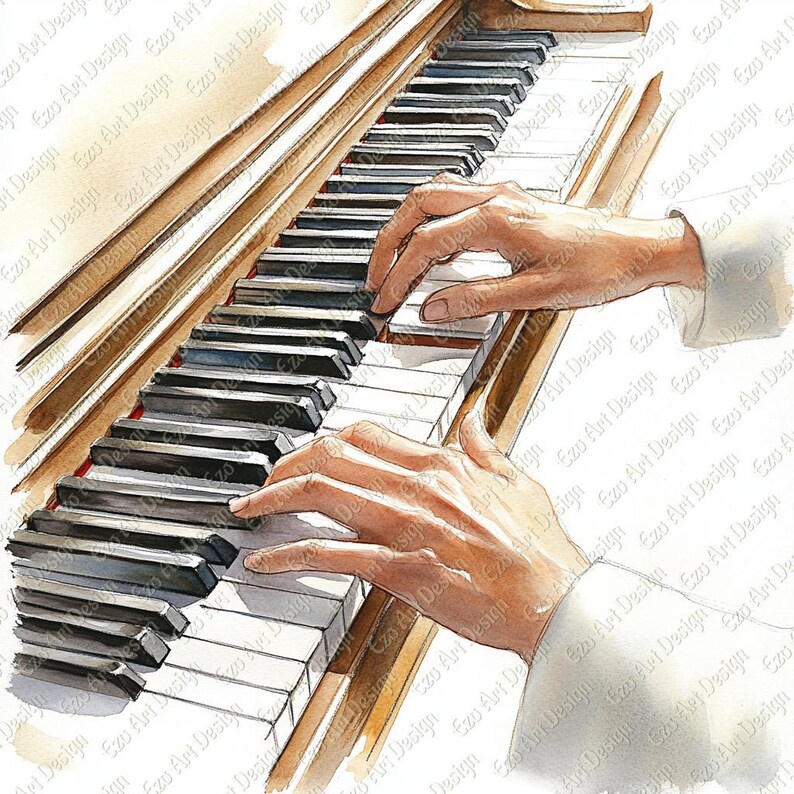 Piano Keys Clipart: Watercolor Music Art (digital Download) - Etsy