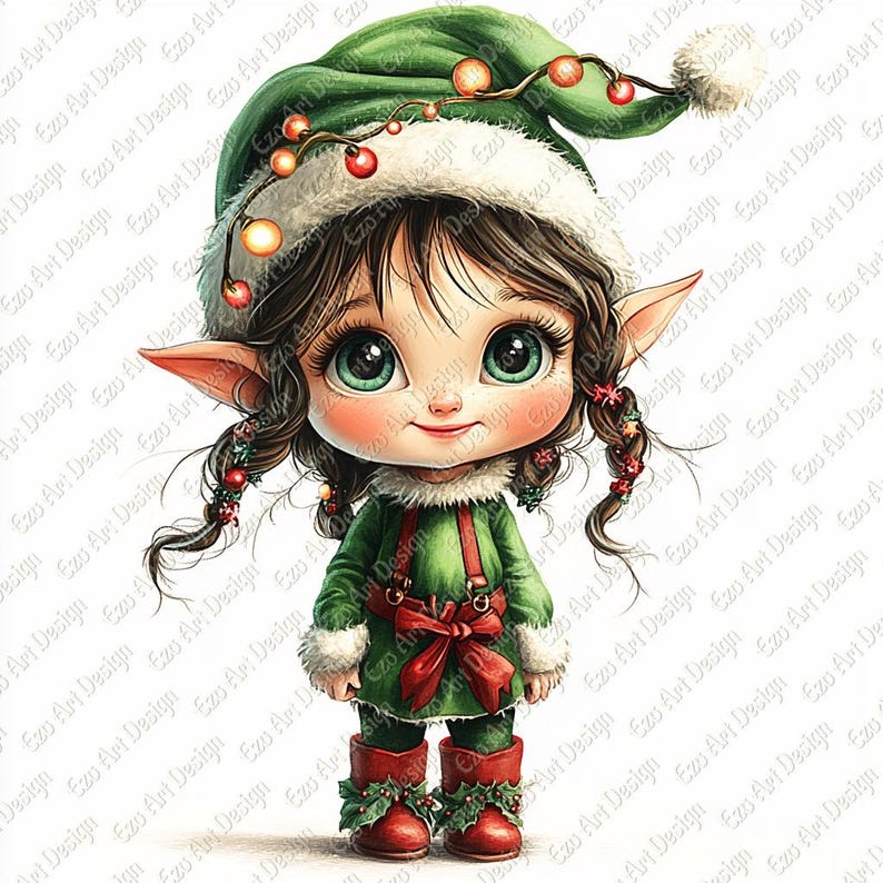 Sweet Xmas Elf Clipart: AI Enhanced Holiday Art (digital Download) - Etsy