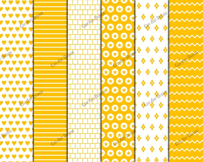 Yellow Digital Paper Pack 24 Papers Scrapbook Papers - Etsy