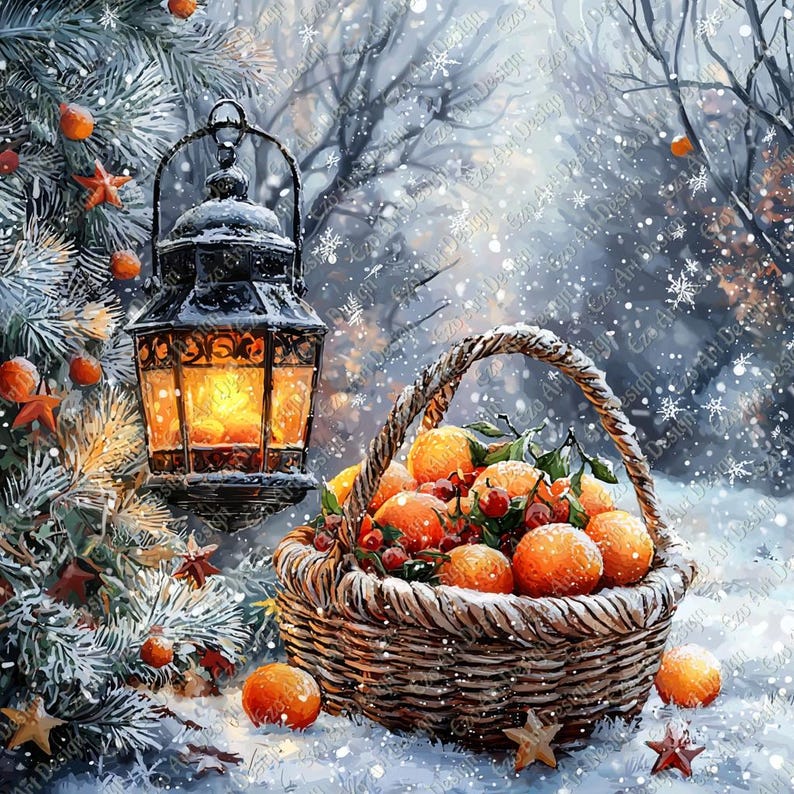 Christmas Gas Lamp Clipart, Snowy Winter Scene (digital Download) - Etsy