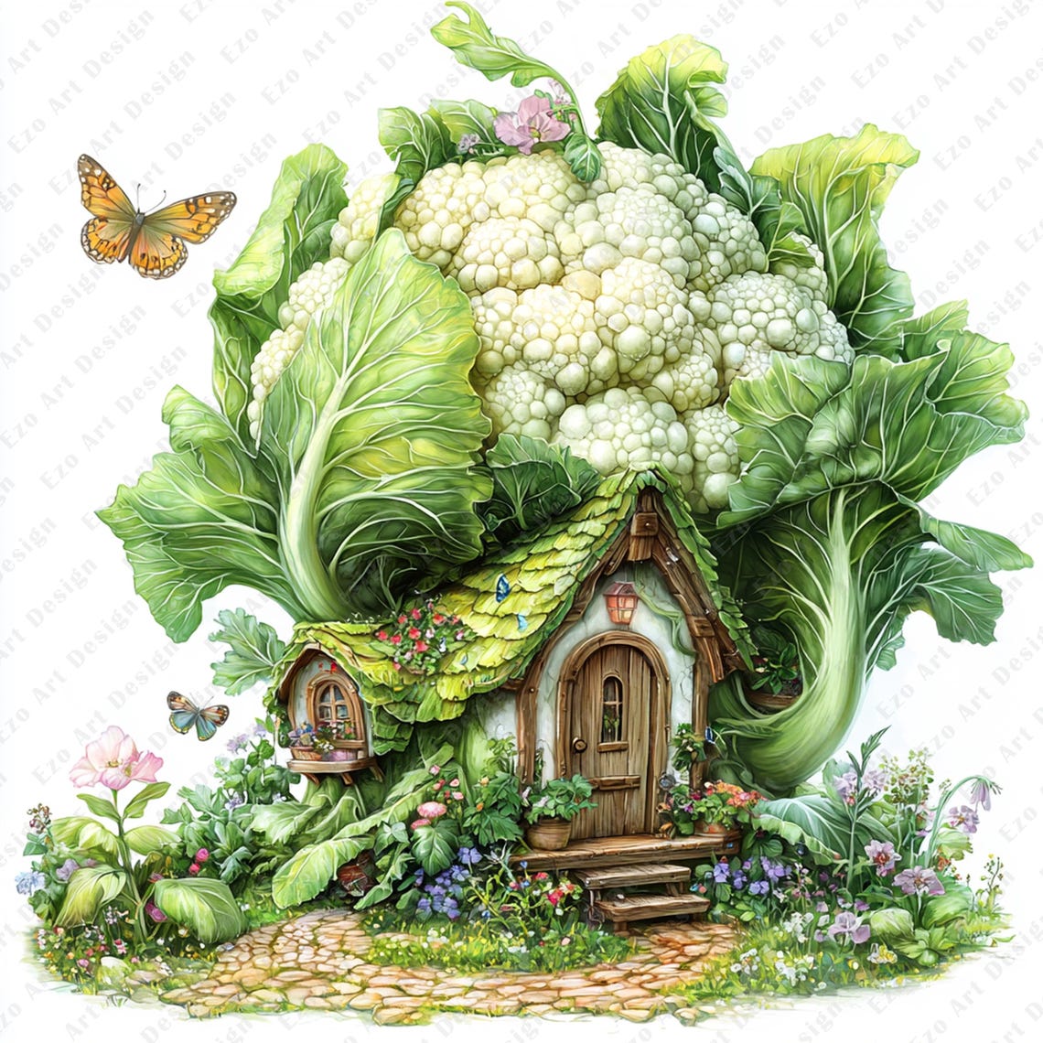 Whimsical Fairy Tale House Clipart, Vegetable Home (digital Download ...