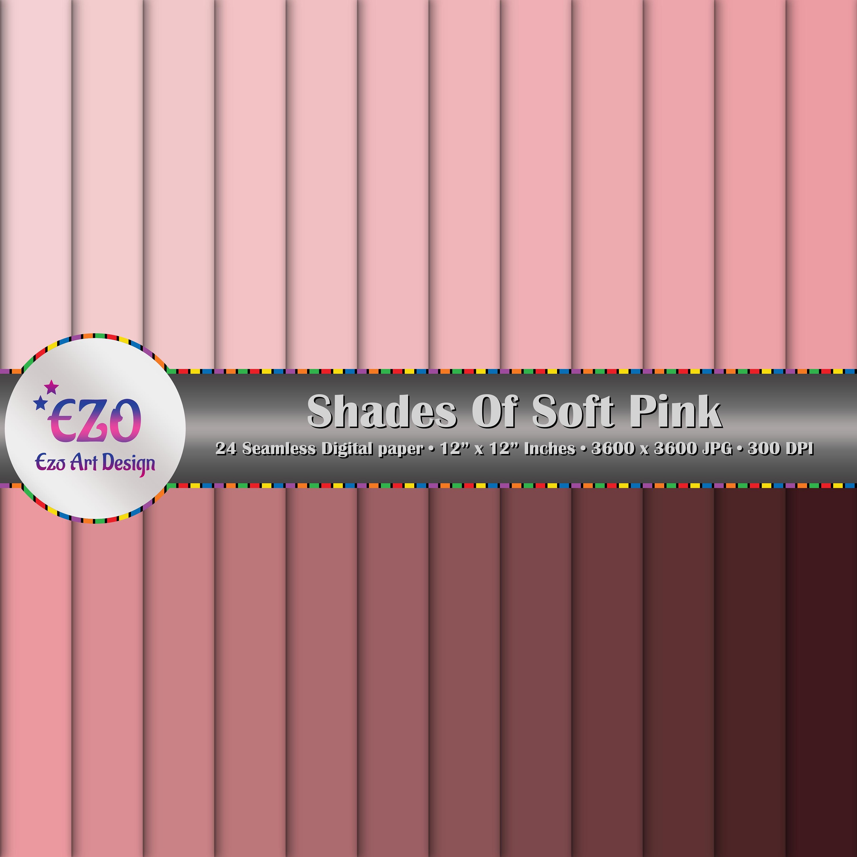 Shades of Soft Pink Digital Paper Pack, 24 Papers, Scrapbook Papers ...