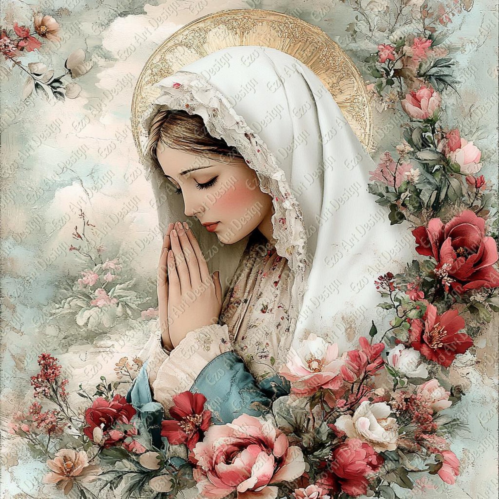 Holy Mary Clipart, Blessed Mother JPG Images (digital Download, 10 Jpgs ...
