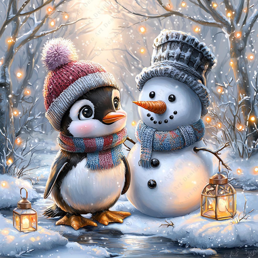 Christmas Penguin Clipart, 12 JPG, Digital Download, Printable Winter ...