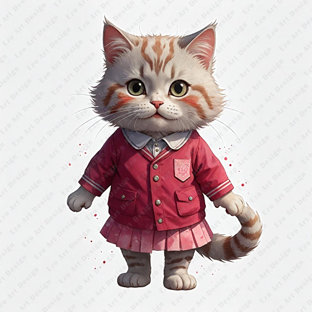 School Cat Clipart Bundle, 12 JPG, Digital Download, Printable Clipart ...