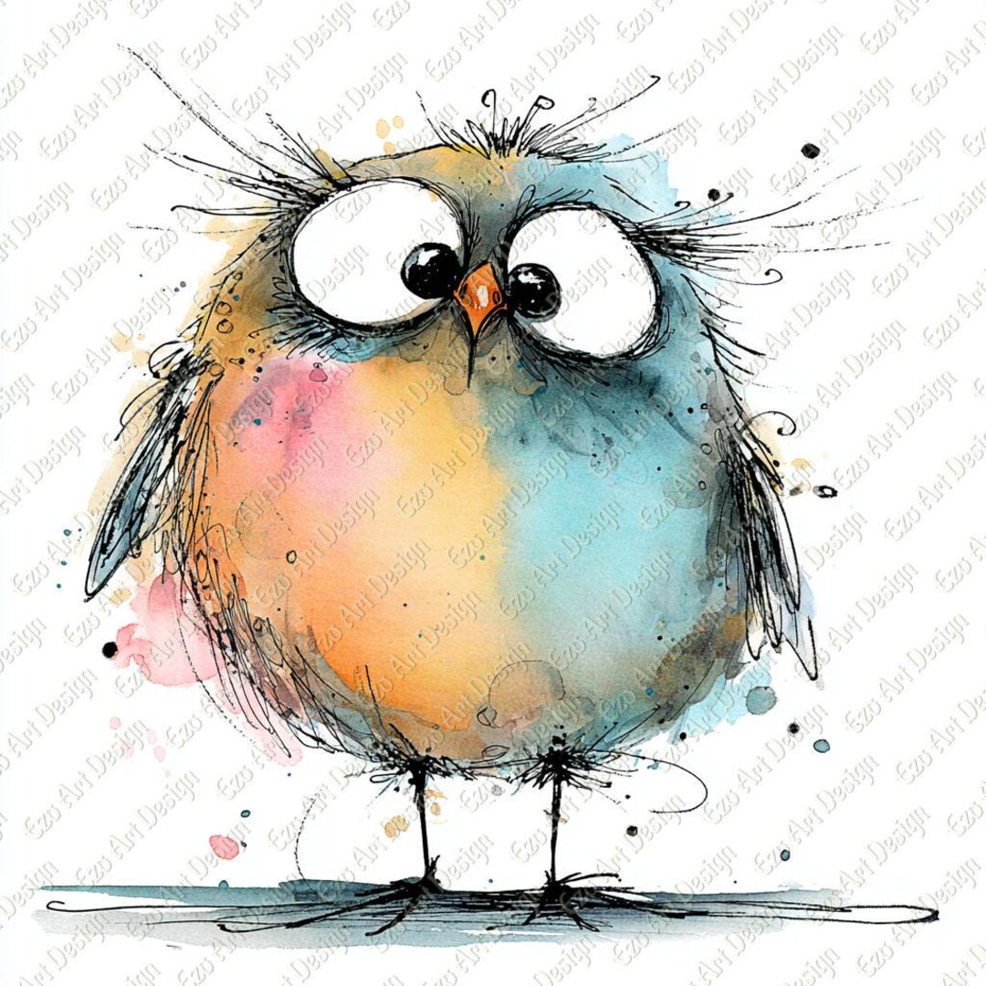 Cute Whimsical Bird Clipart, 10 High Quality JPG, Funny Bird, Nursery ...