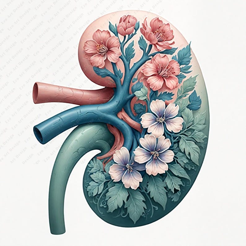 Floral Kidney Clipart, Medical Anatomy Art (digital Download) - Etsy