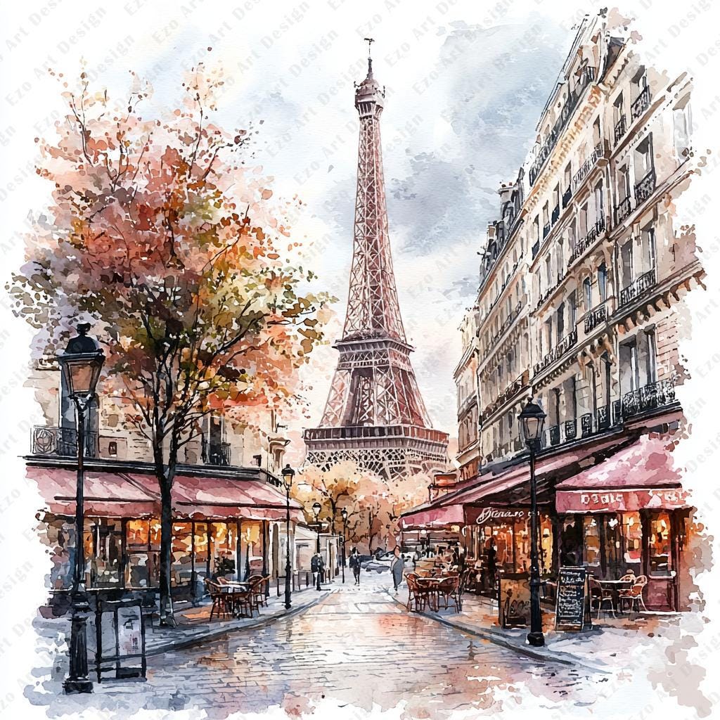 Love in Paris Clipart, 10 High Quality JPG, Paris Eiffel Tower ...
