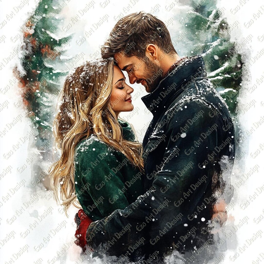 Winter Romance Couple Clipart, Elegant Xmas, Bride and Groom (JPG ...