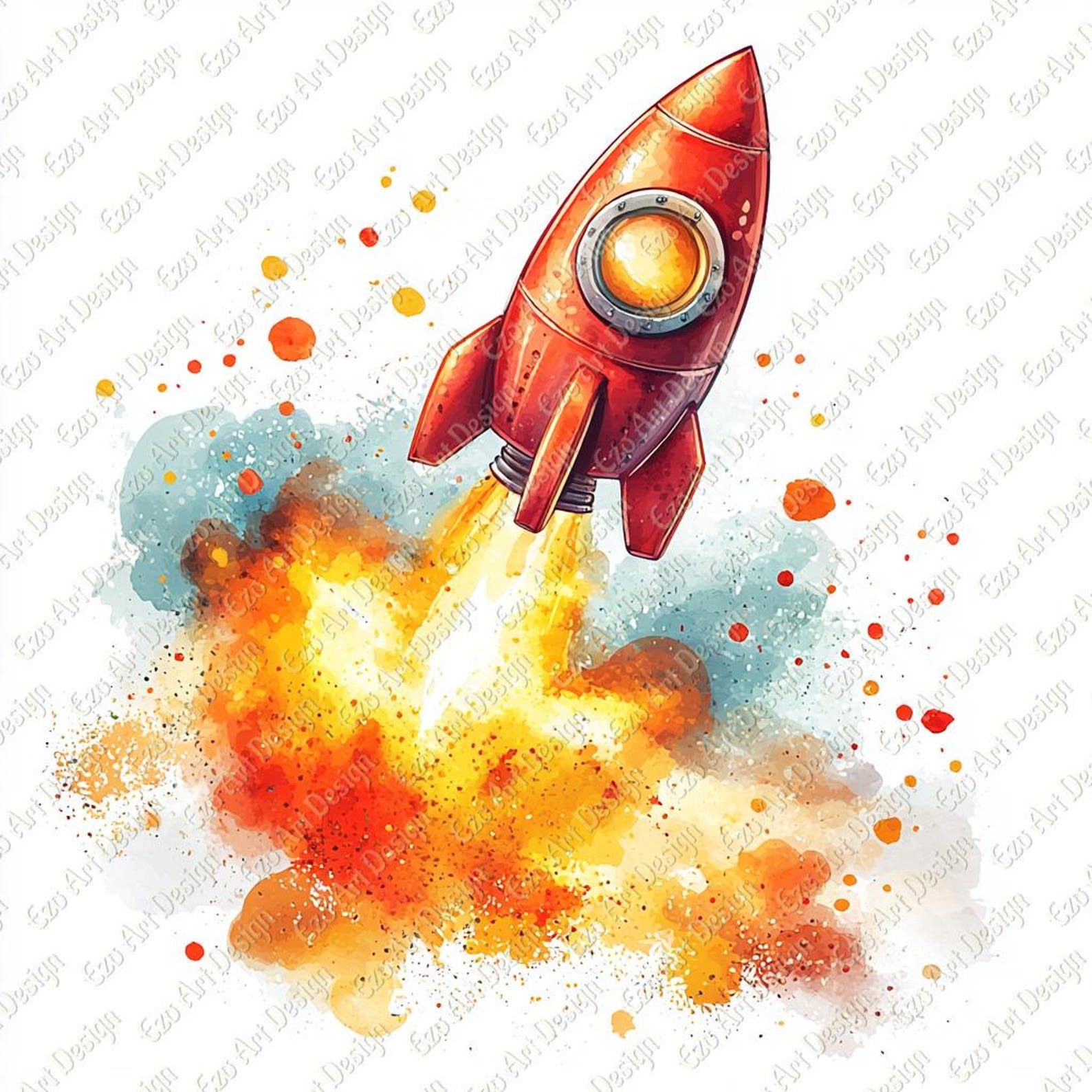 Spaceship Rocket Clipart, 10 High Quality JPG, Space Rocket, Sky Rocket ...