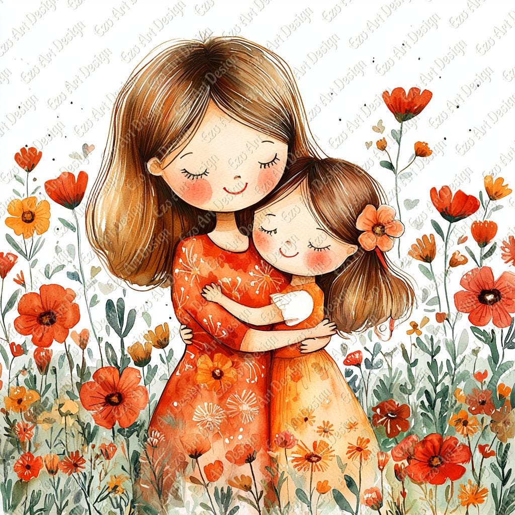 Mother and Daughter Clipart, 10 High Quality JPG, Mother's Day, Mother ...