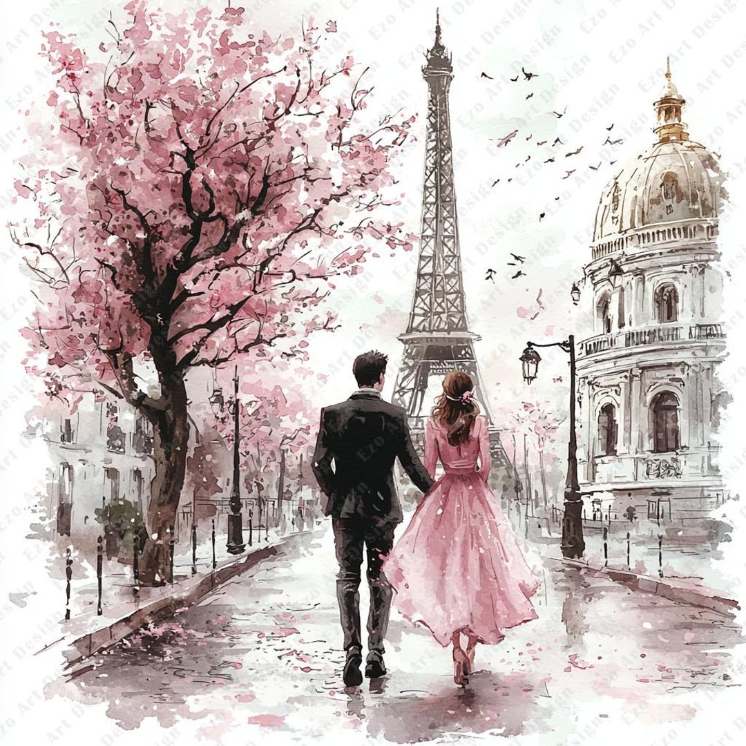 Love in Paris Clipart, 10 High Quality JPG, Paris Eiffel Tower ...