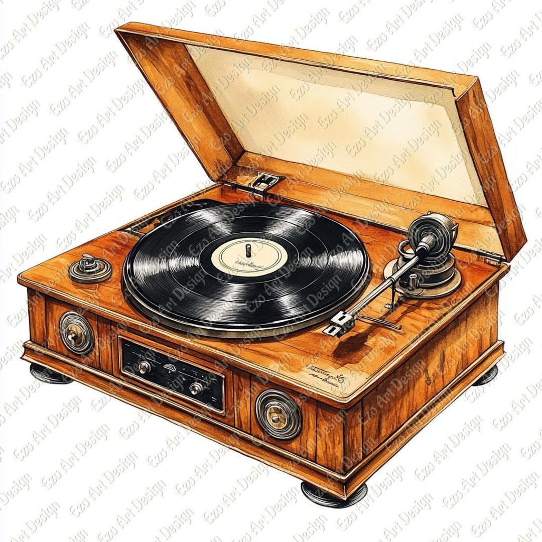 Vintage Record Player Clipart, Vinyl Art, Digital Download (10 JPG) - Etsy