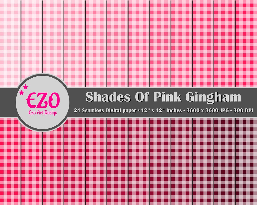 Shades of Pink Gingham Digital Paper Pack 24 Papers Scrapbook Papers ...