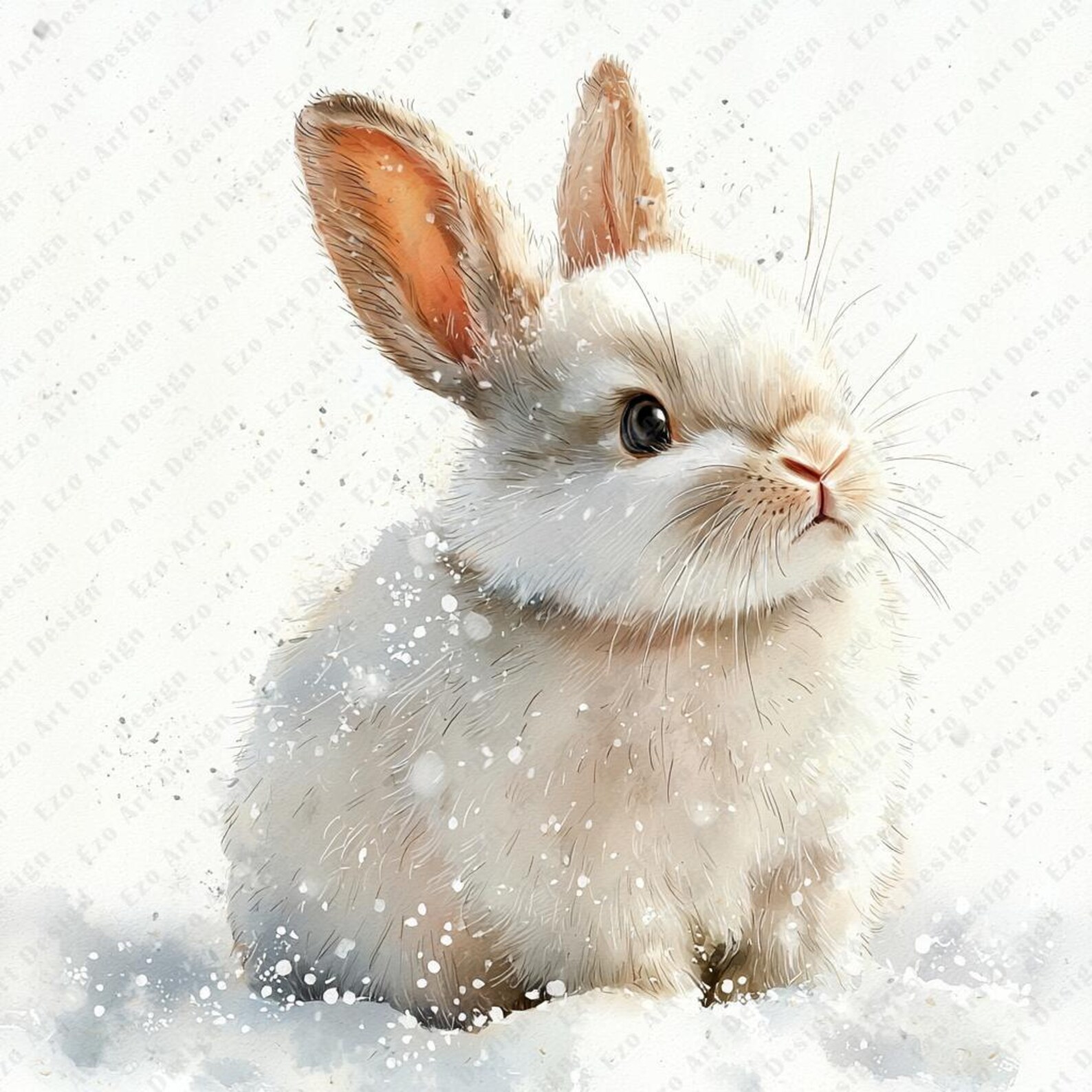 Rabbit Clipart Set: Playful Bunny in Snow - Cozy Winter Artrabbit ...