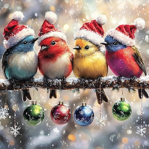 Cute Bird Clipart, 12 JPG, Digital Download, Printable Christmas Bird ...