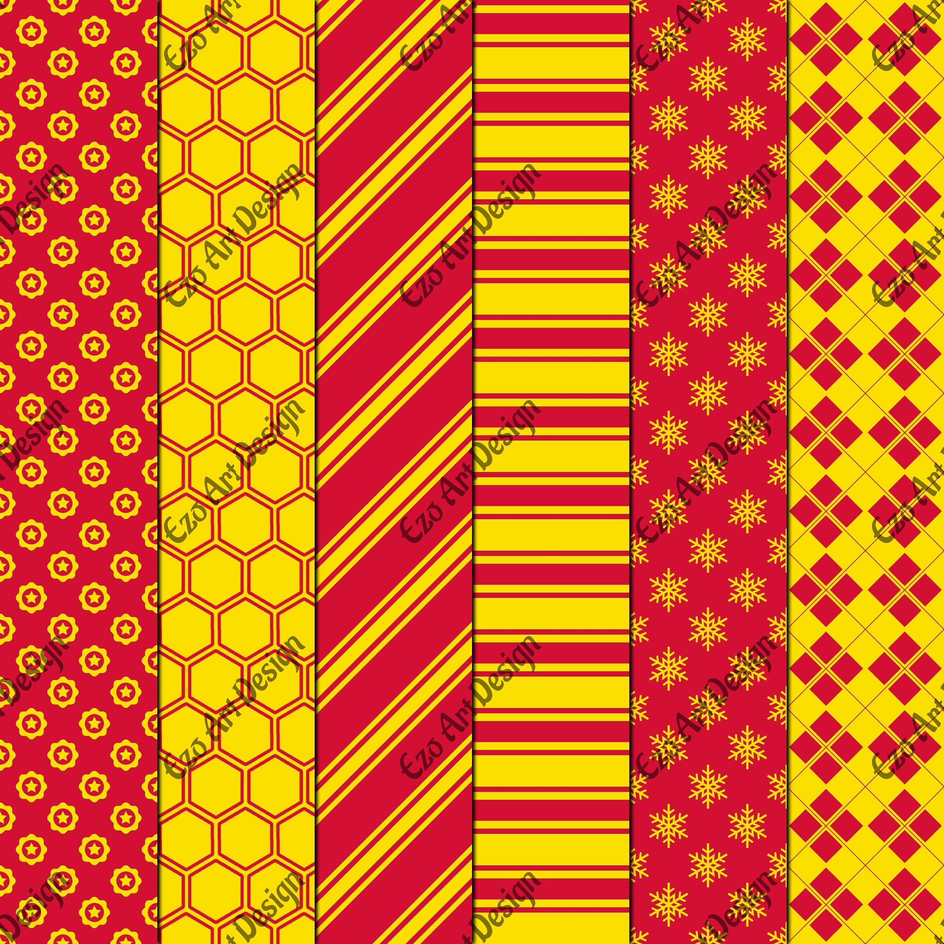 Yellow and Red Pattern Digital Paper Pack, 24 Paper, Scrapbook Paper ...