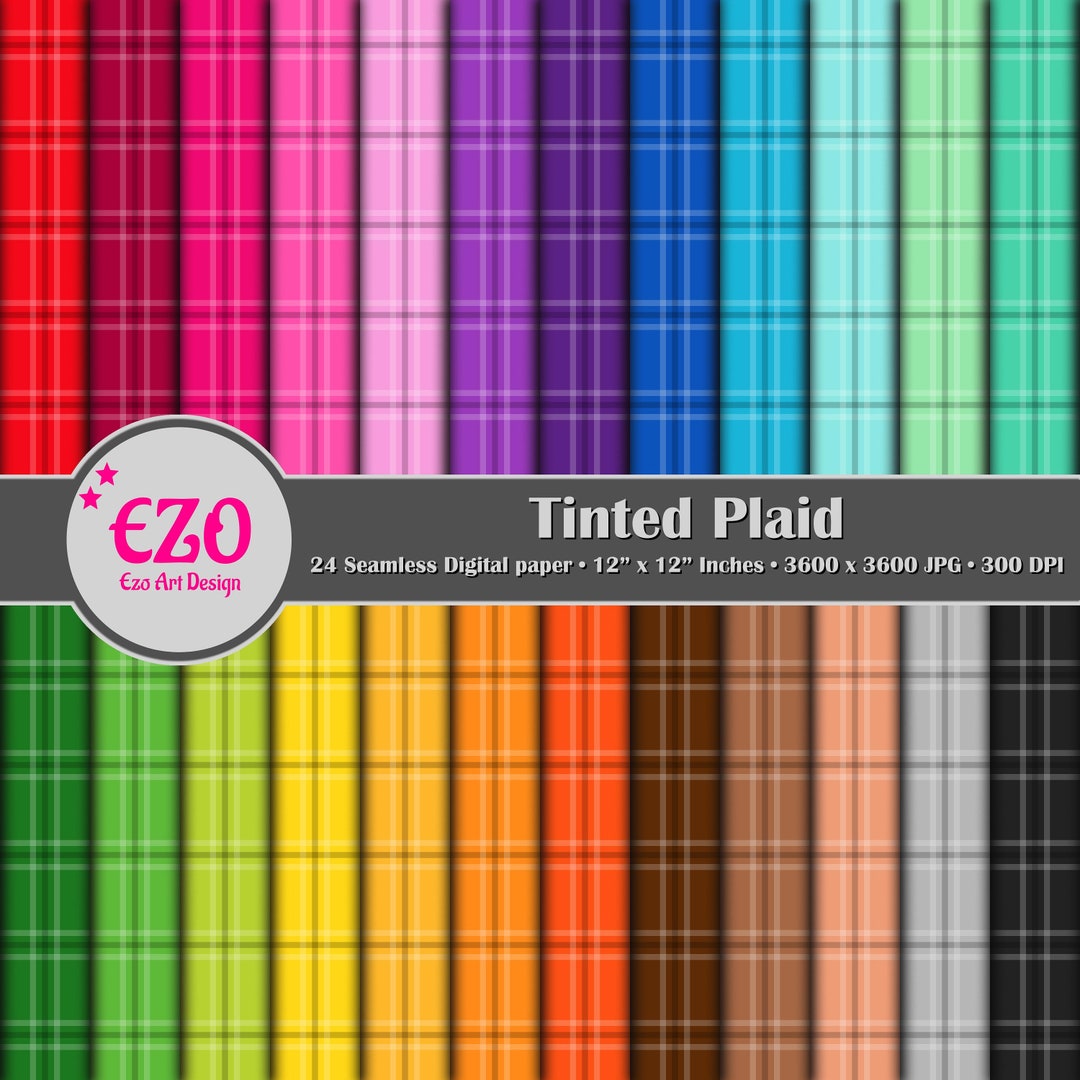 Tinted Plaid Digital Paper Pack 24 Papers Scrapbook Papers Seamless ...