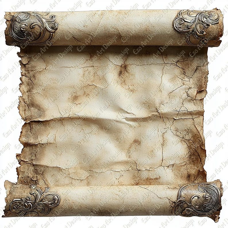 Medieval Scroll Parchment Art, Old Paper Texture Clipart, Vintage ...