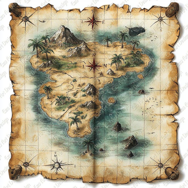 Carte au Trésor Clipart, 10 JPG, téléchargement numérique, clipart ...