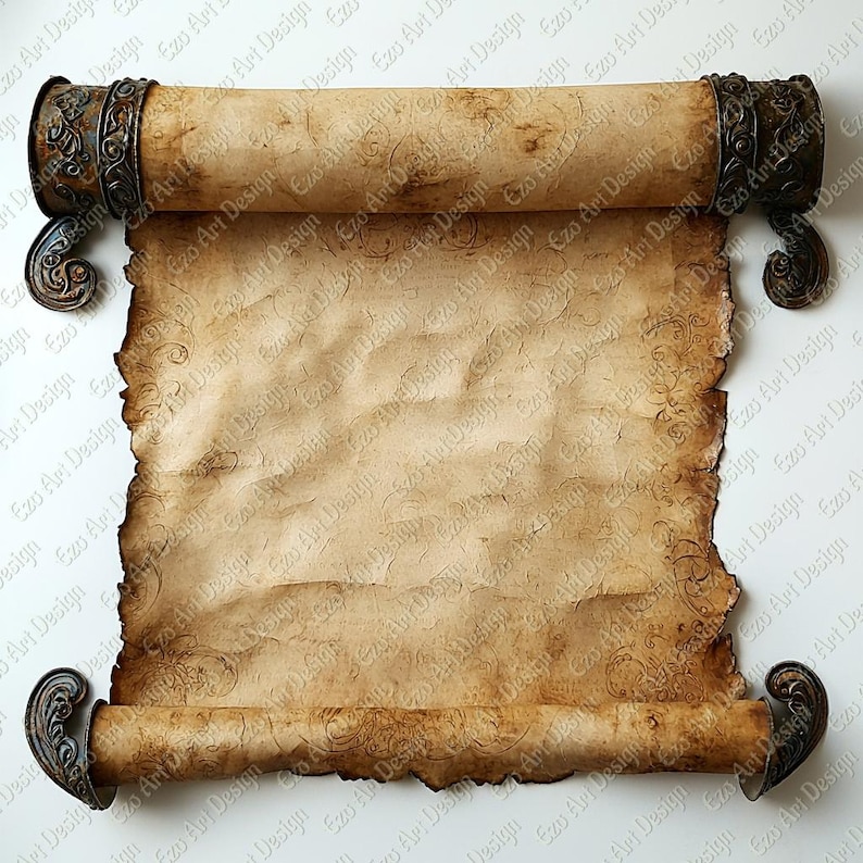 Medieval Scroll Parchment Art, Old Paper Texture Clipart, Vintage ...