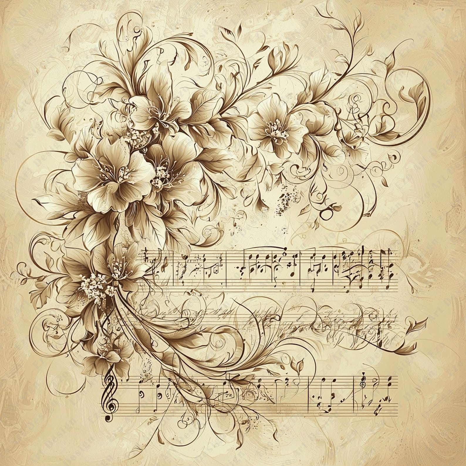 Vintage Music Clipart, 12 JPG, Digital Download, Printable Music Paper ...