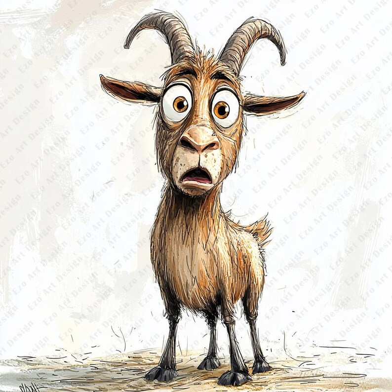Funny Goat Clipart, 10 High Quality JPG, Laughing Goat, Quirky Goat ...
