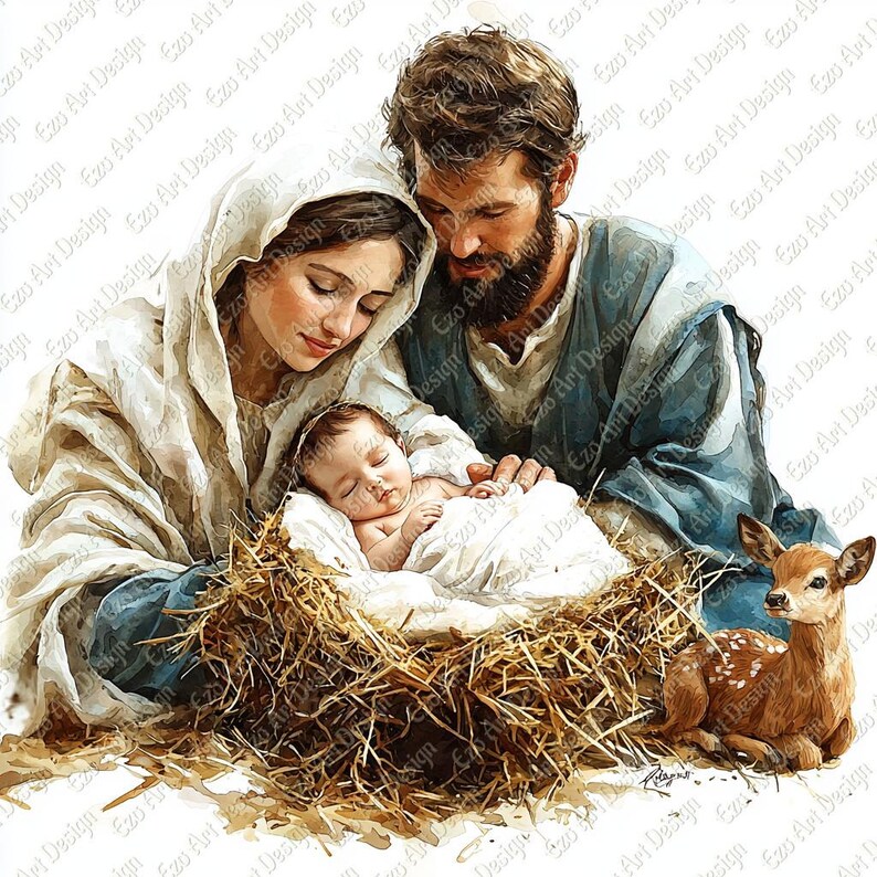 Christmas Nativity Scene Clipart, Holy Family JPG (digital Download) - Etsy