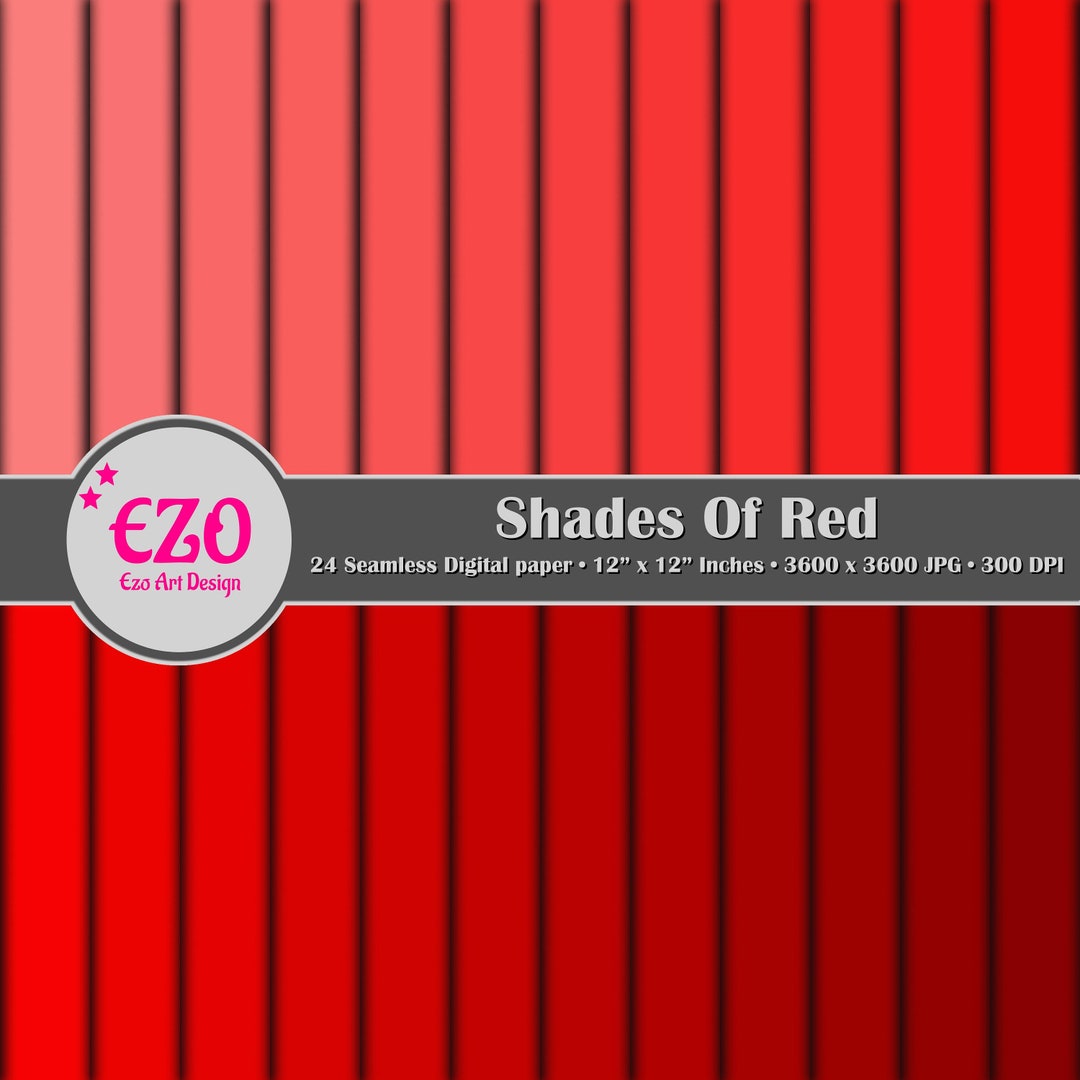 Shades of Red Digital Paper Pack 24 Papers Scrapbook Papers Seamless ...