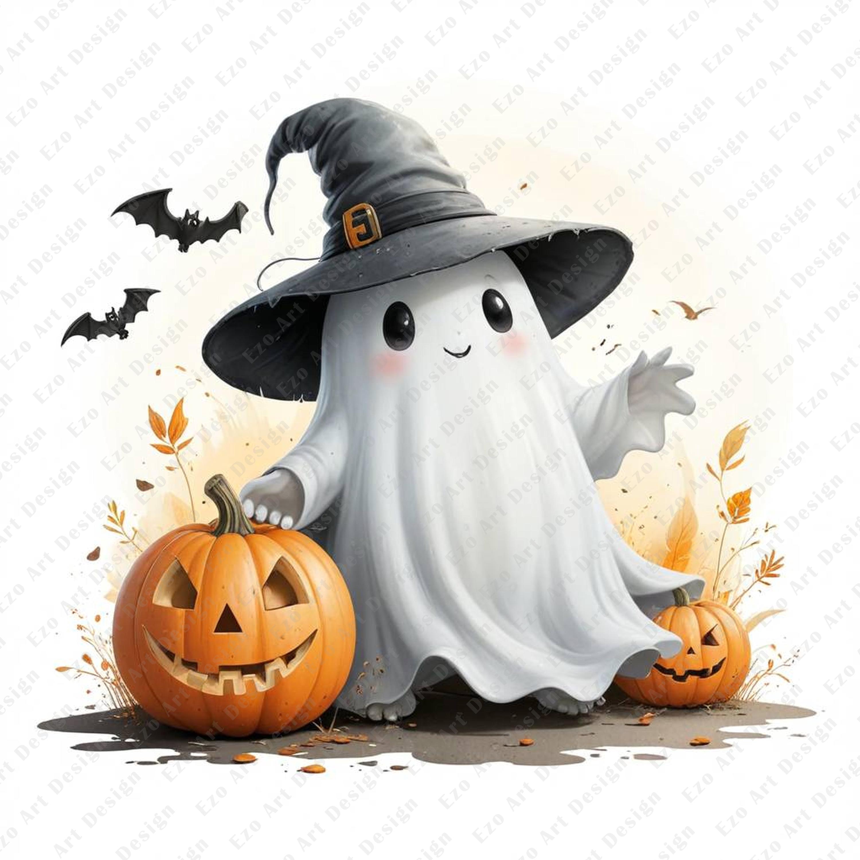 Halloween Ghost Clipart Bundle, 12 JPG, Digital Download, Printable ...