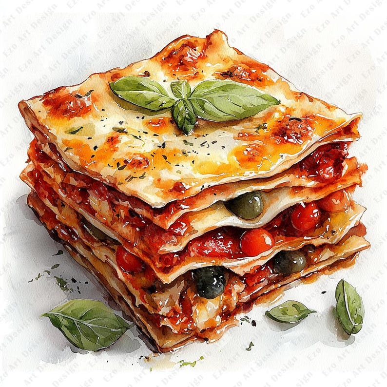 Italian Pasta Clipart, 10 High Quality JPG, Lasagna Pasta, Delicious ...