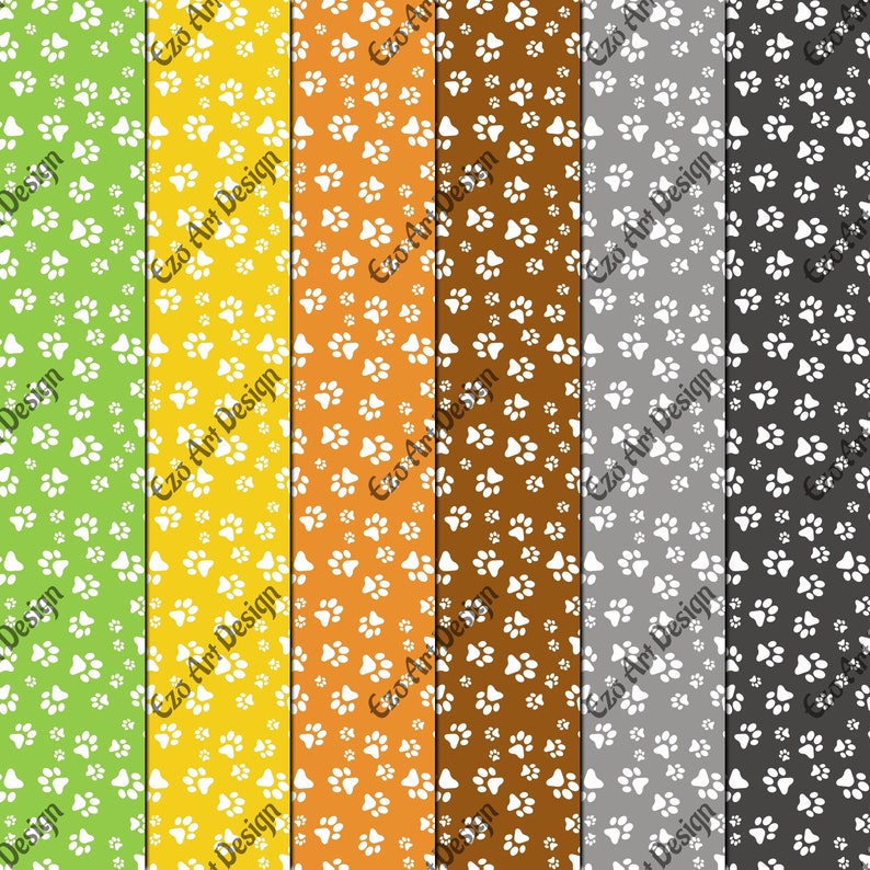 Paw Print Confetti Digital Paper Pack 24 Papers Scrapbook Papers ...