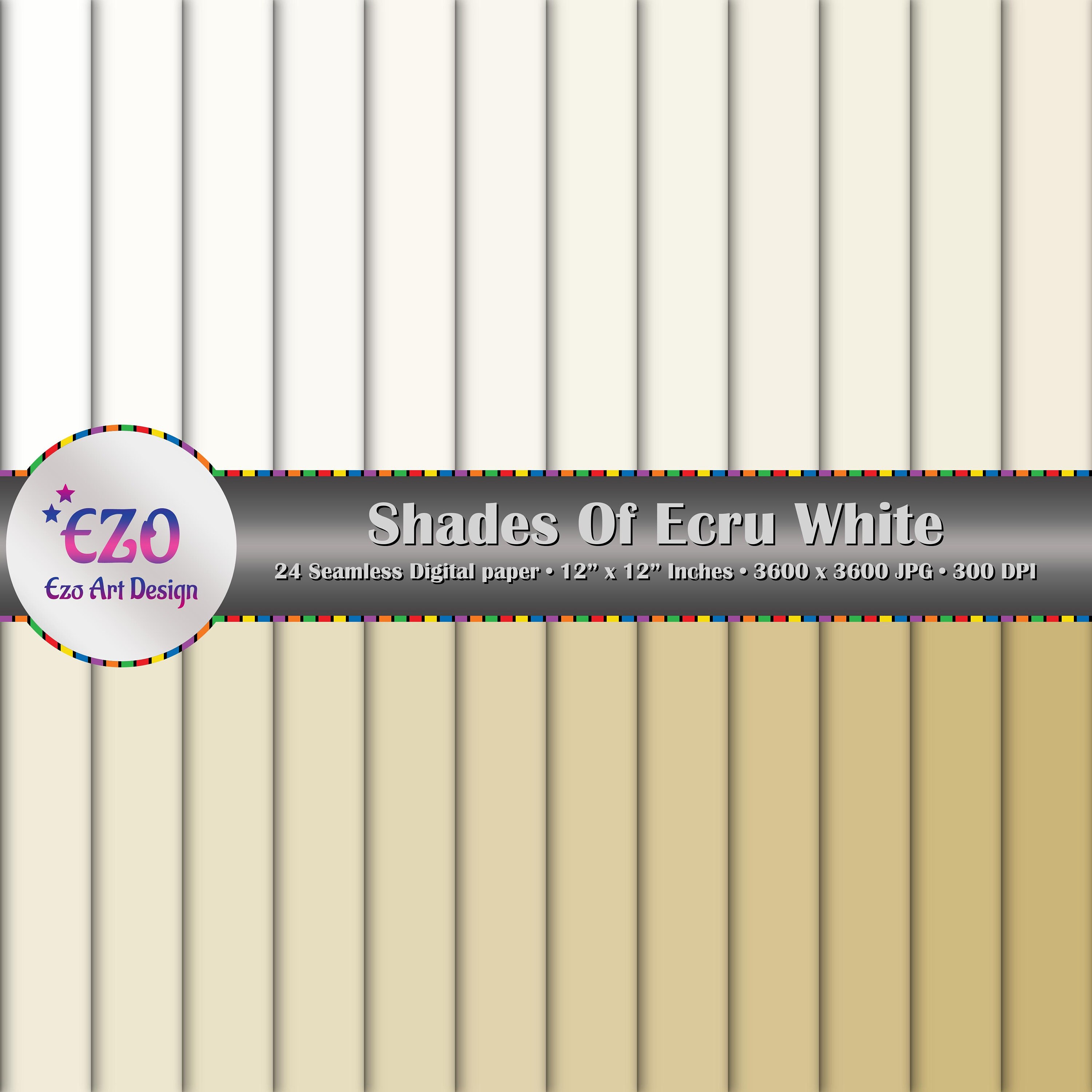 Shades of Ecru White Digital Paper Pack, 24 Papers, Scrapbook Papers ...