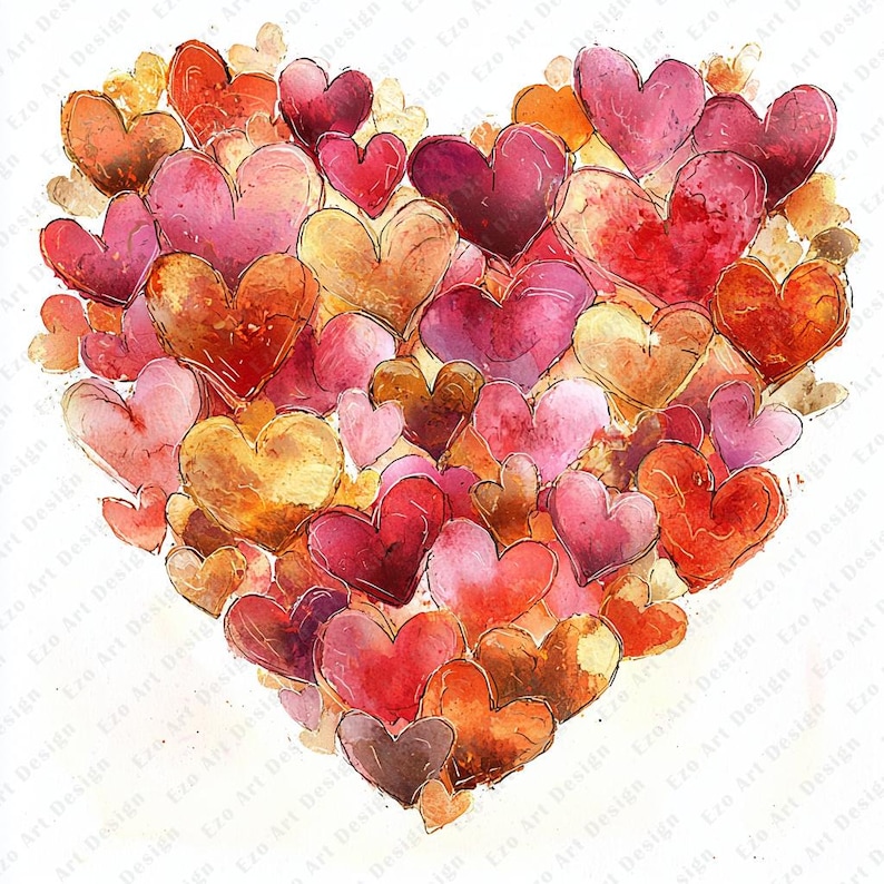 Love Day Art Clipart, 10 High Quality JPG, Cute Heart, Valentine’s Love ...