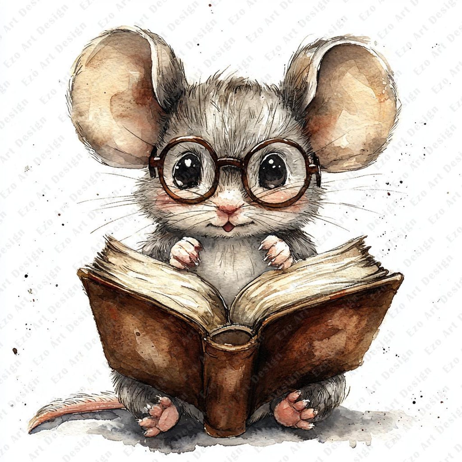 Mouse Reading Book Clipart, 10 High Quality JPG, Bookworm Mouse ...