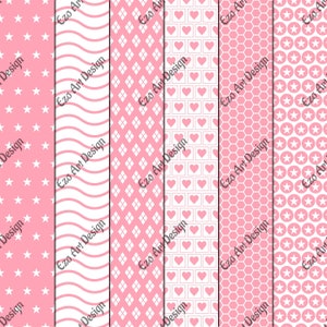 Pink Pattern Digital Paper Pack 24 Papers Scrapbook Papers Seamless ...