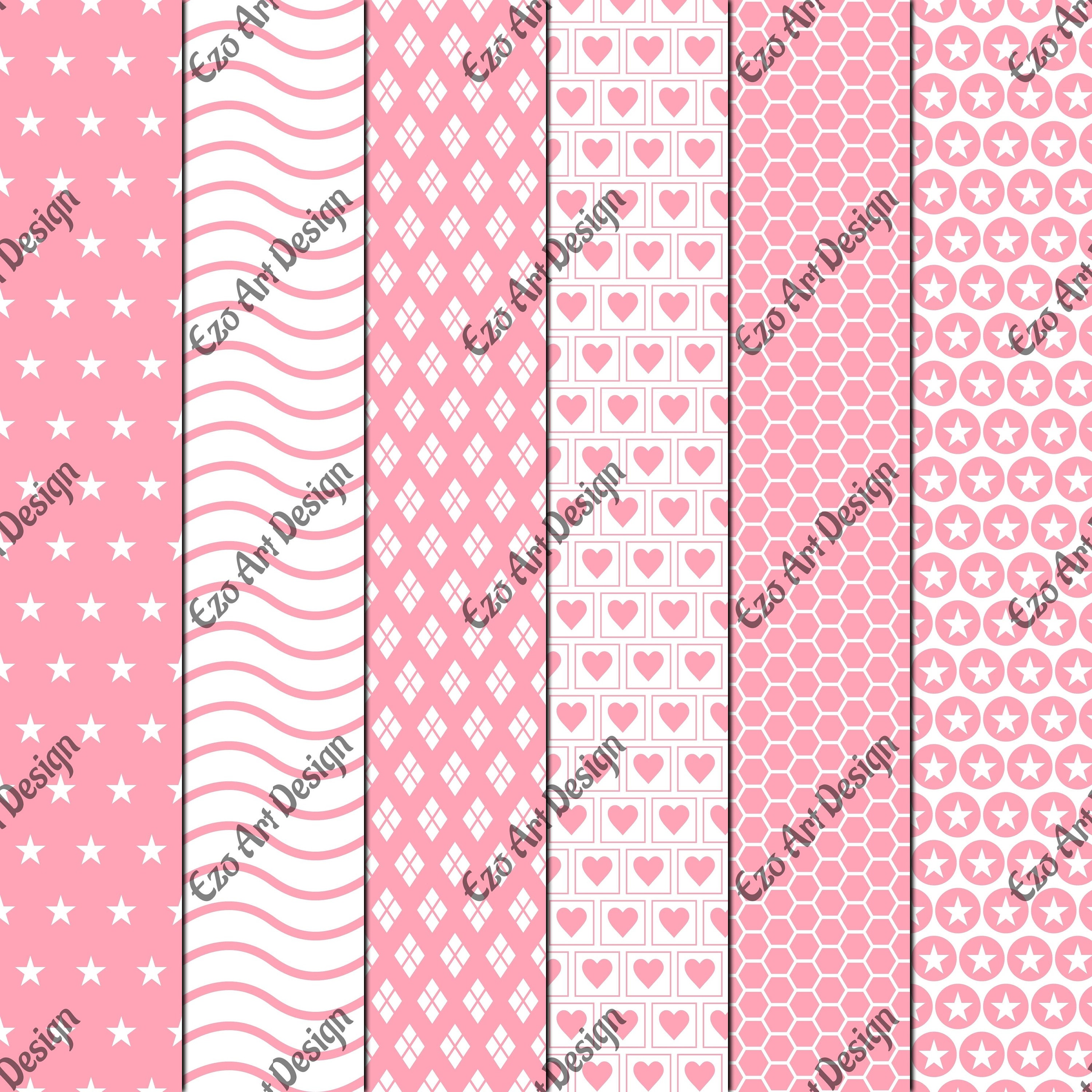 Pink Pattern Digital Paper Pack 24 Papers Scrapbook Papers Seamless ...