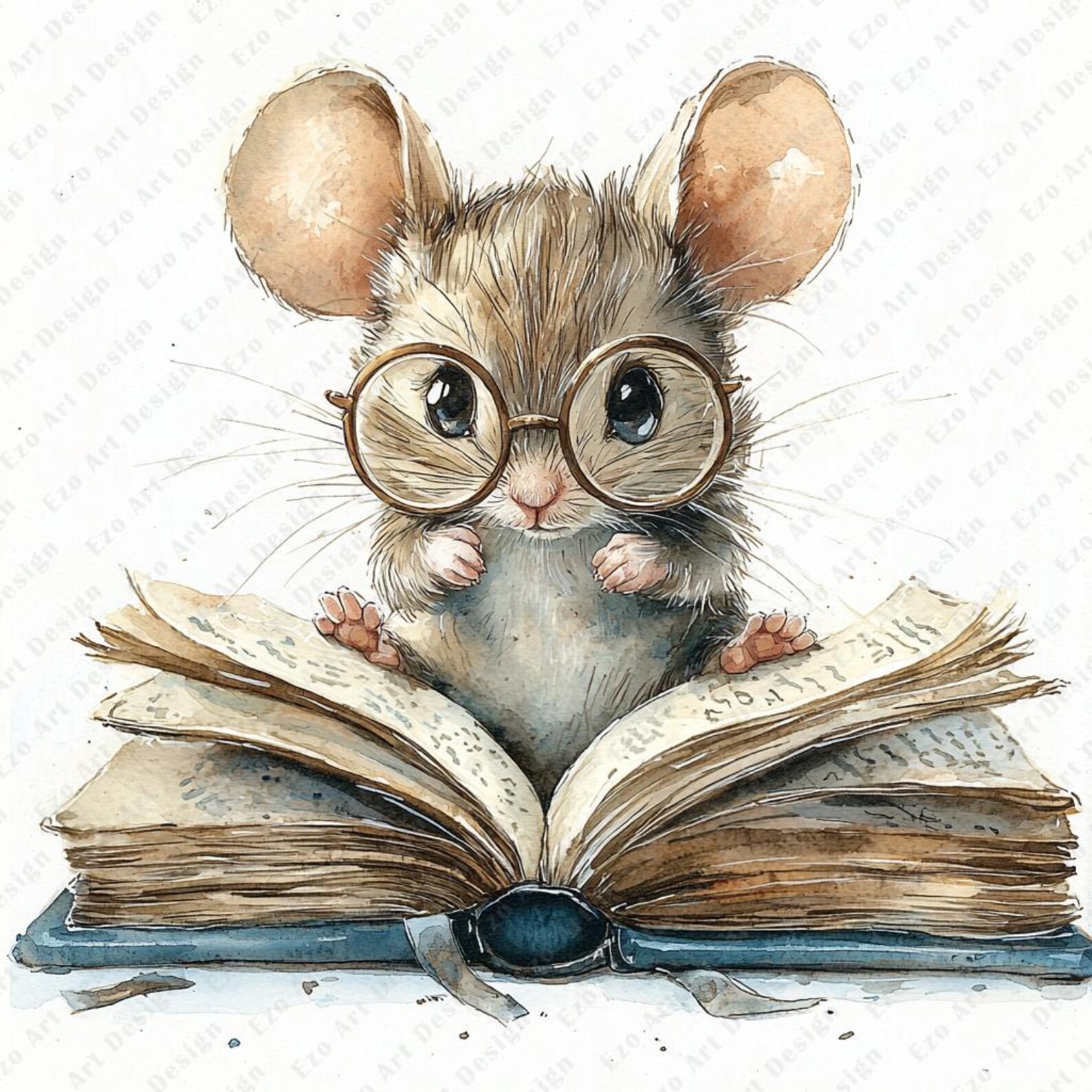 Mouse Reading Book Clipart, 10 High Quality JPG, Bookworm Mouse ...