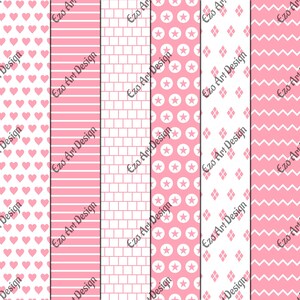 Pink Pattern Digital Paper Pack 24 Papers Scrapbook Papers Seamless ...