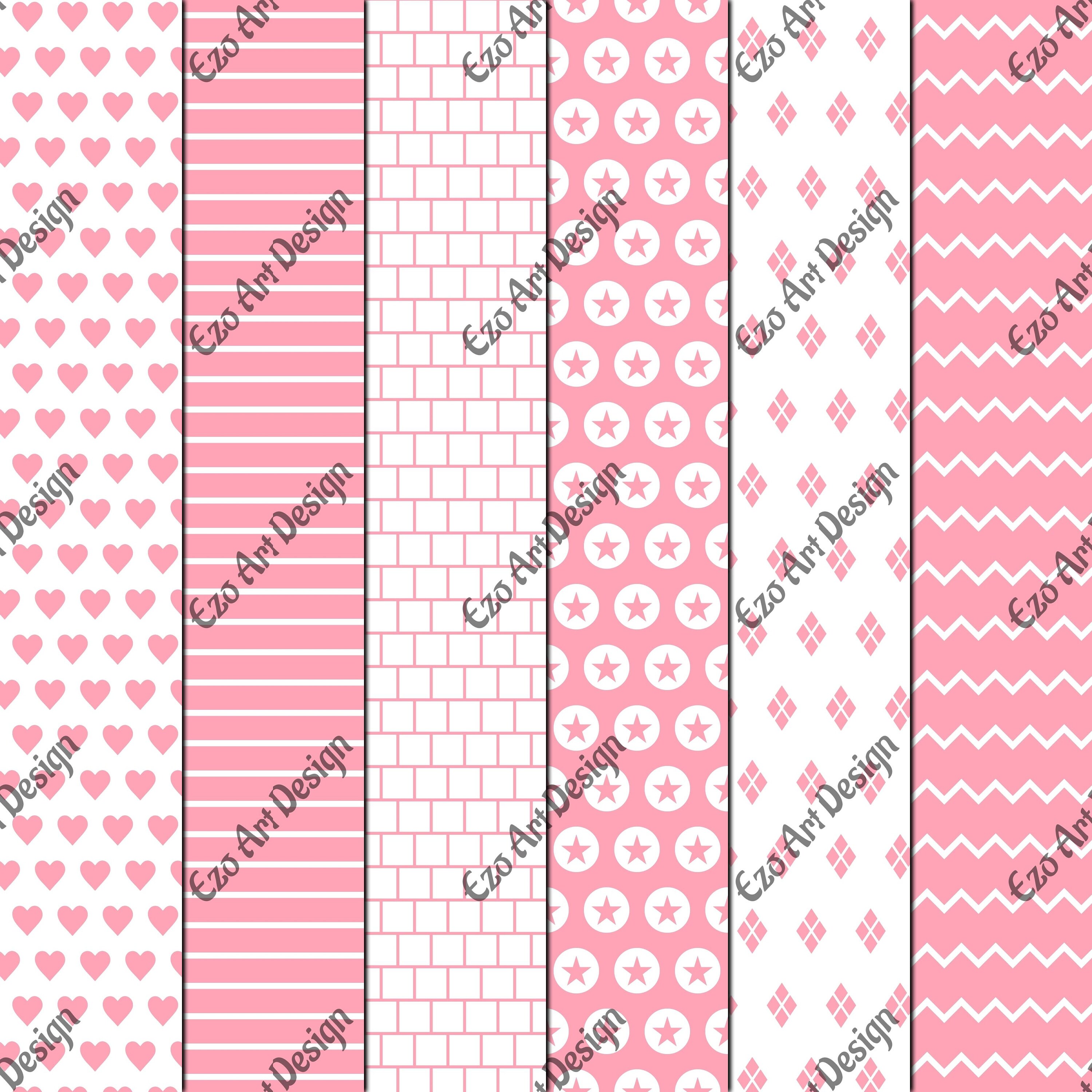 Pink Pattern Digital Paper Pack 24 Papers Scrapbook Papers Seamless ...