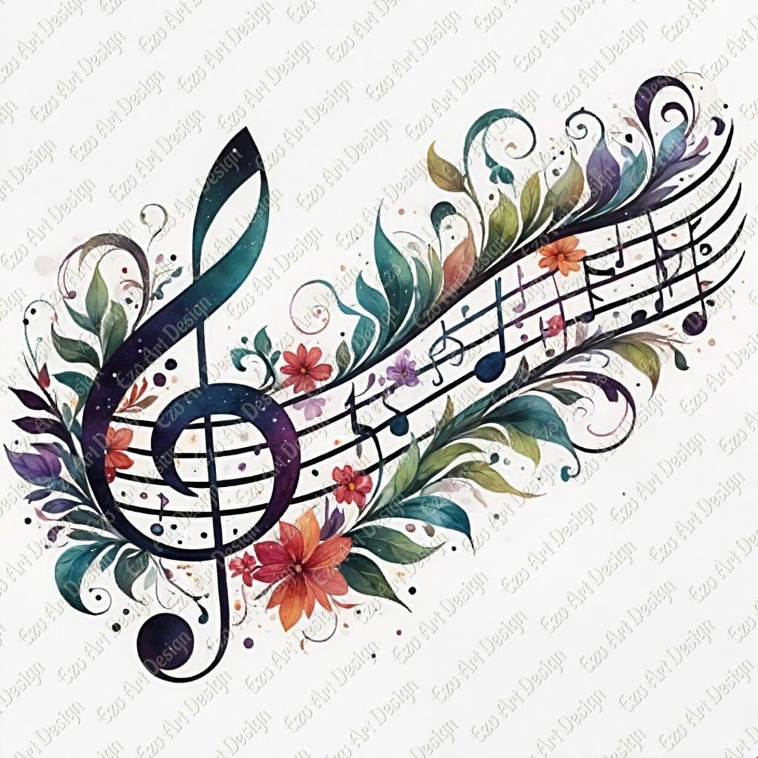 Floral Music Note Clipart, Melody Symbol (digital Download) - Etsy