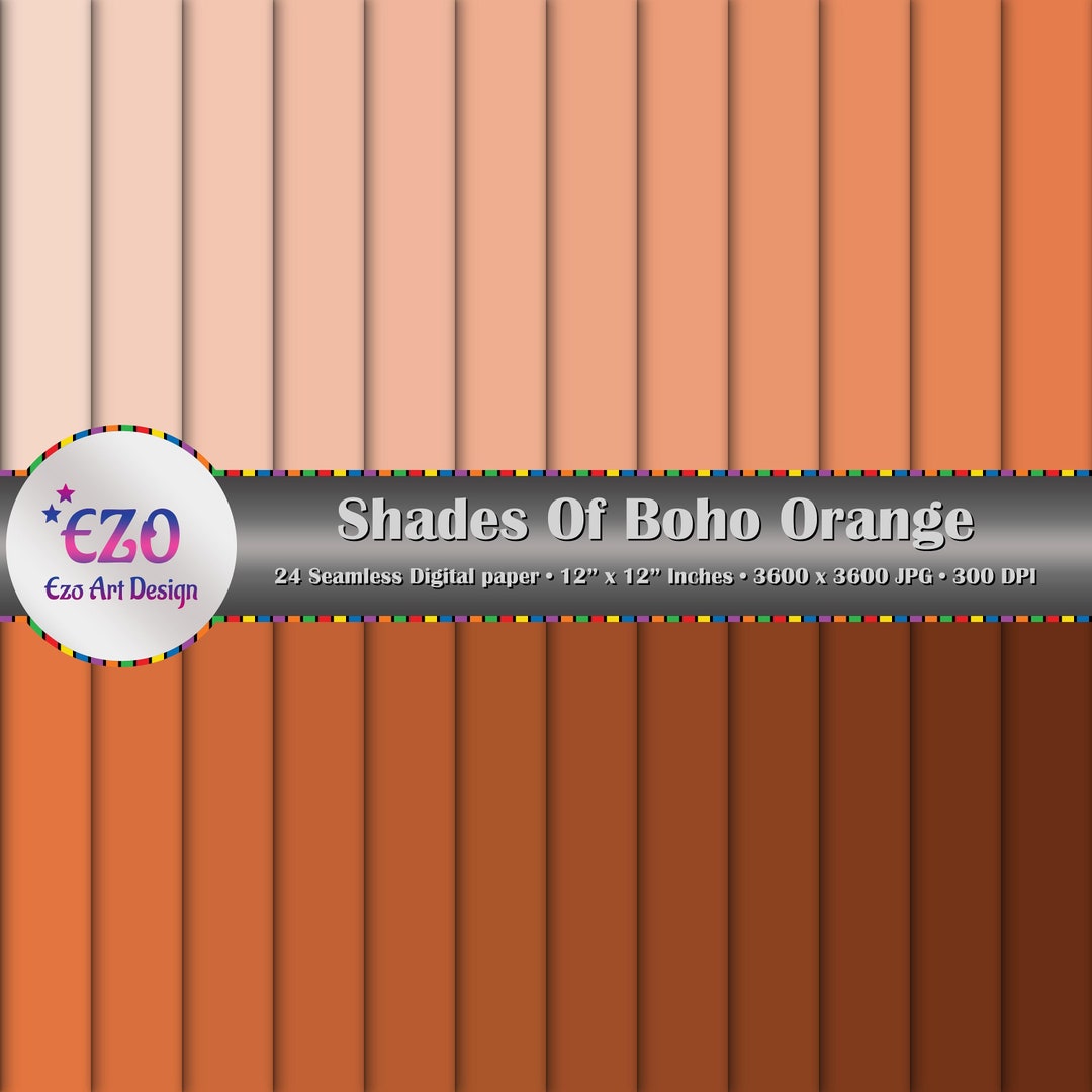 Shades of Boho Orange Digital Paper Pack, 24 Papers, Scrapbook Papers ...