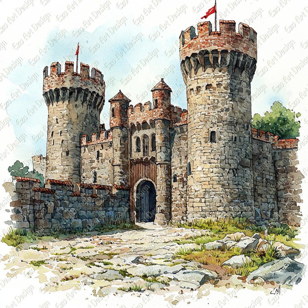 Medieval Castle Clipart, 10 High Quality JPG, Knights Castle ...