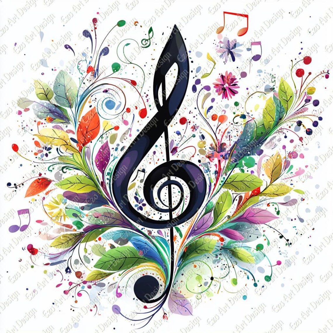 Floral Music Note Clipart, Melody Symbol (digital Download) - Etsy