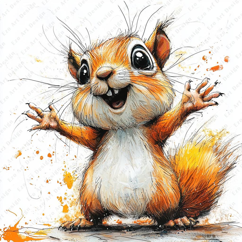 Funny Squirrel Clipart, 10 High Quality JPG, Cute Squirrel, Playful ...