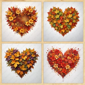 Autumn Heart Leaves Clipart, 12 JPG, Digital Download, Printable Love ...