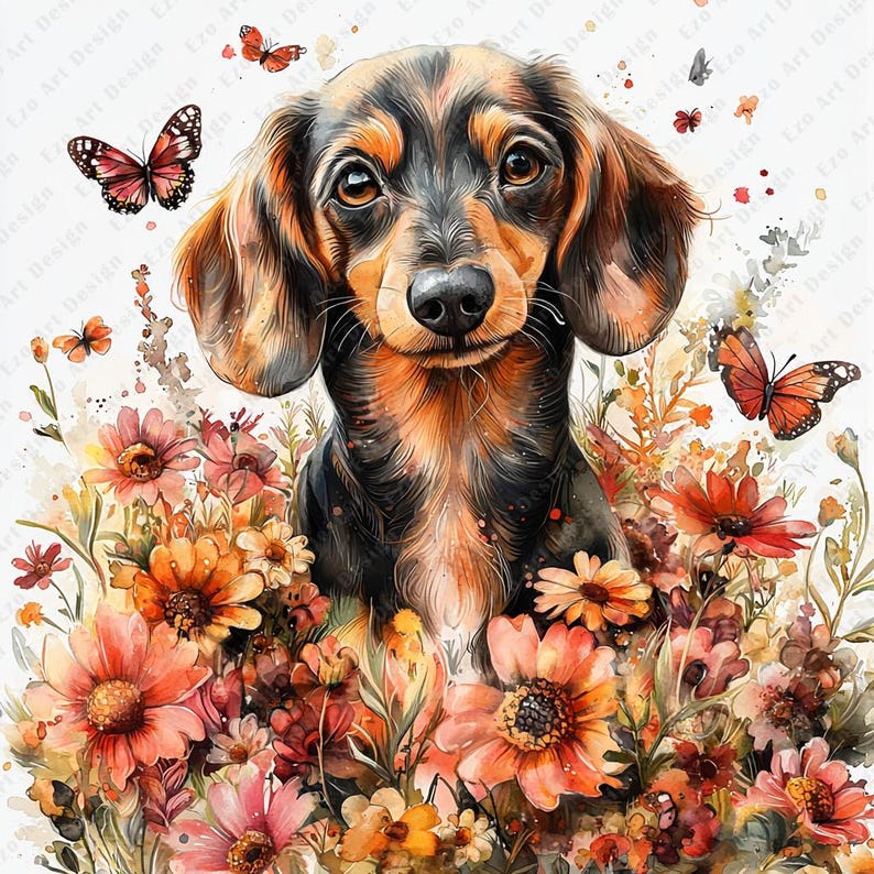 Sausage Dog Clipart, 10 High Quality JPG, Long-bodied Dog, Miniature ...