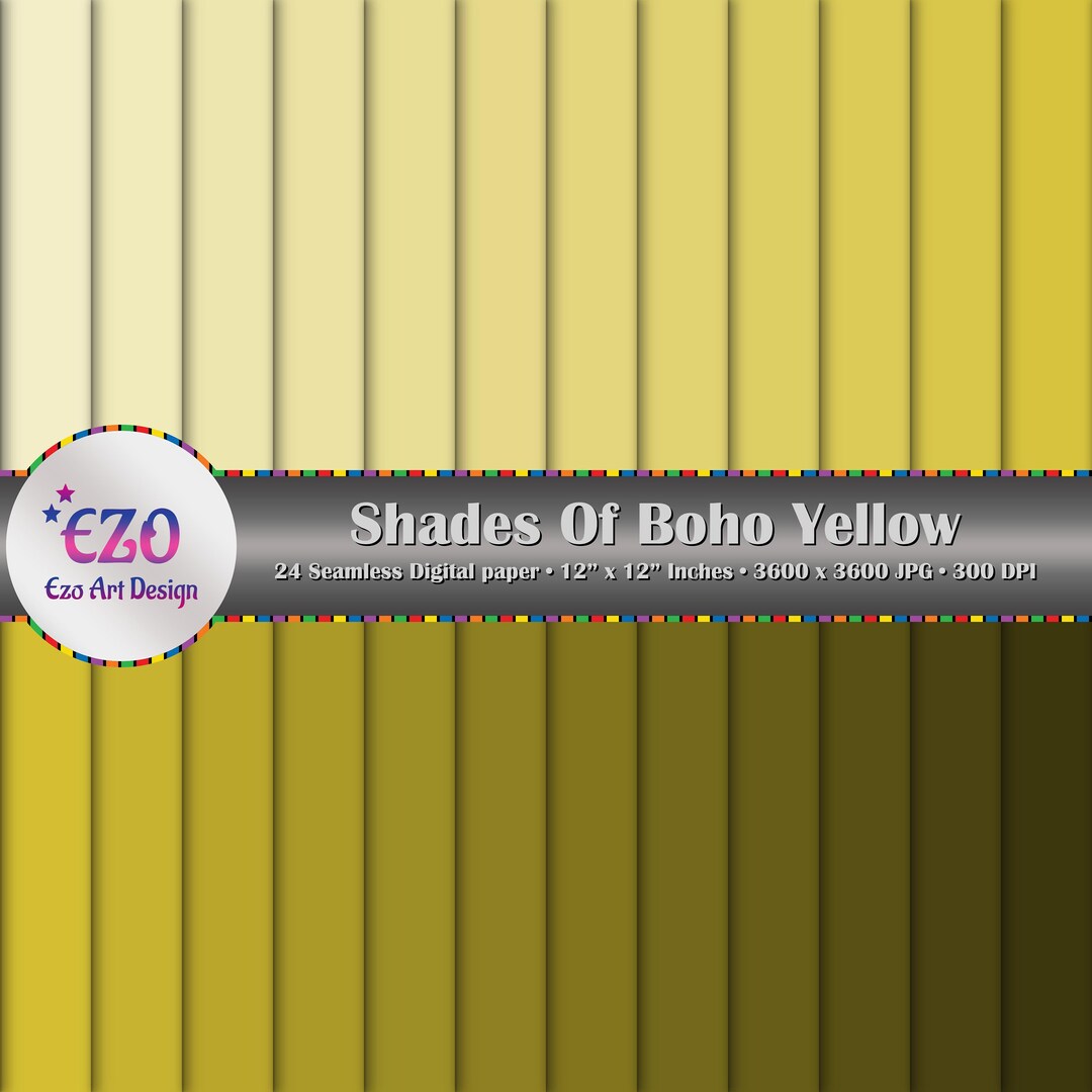 Shades of Boho Yellow Digital Paper Pack: 24 Printable Scrapbook Papers ...