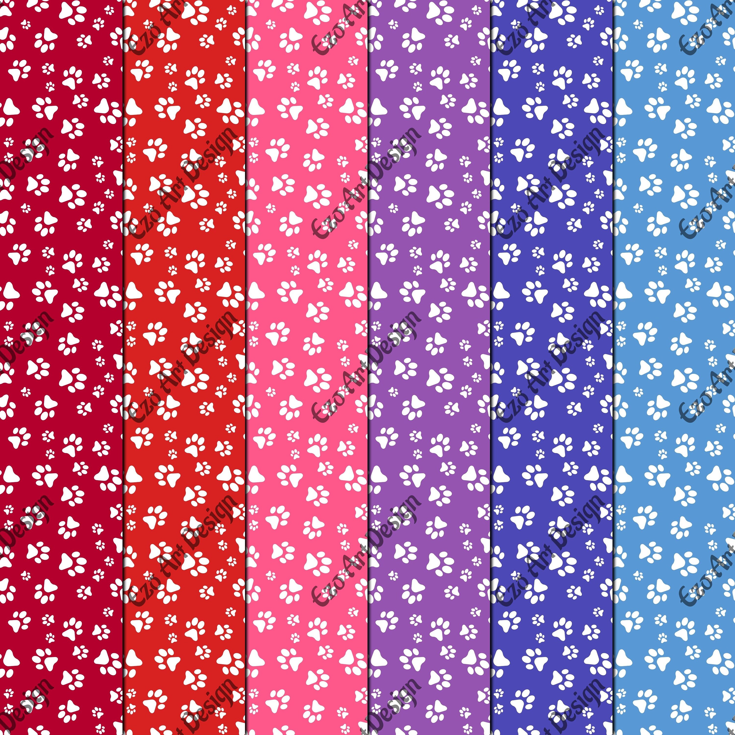 Paw Print Confetti Digital Paper Pack 24 Papers Scrapbook Papers ...